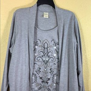Blair | Sweaters | Blair Top Cardigan Half Tank Attached Xl Gray One ...